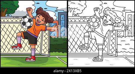 Girl Bouncing Soccer Ball Off Chest Isolated Stock Vector Image & Art ...