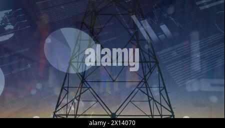 Image of graphs and financial data over grey background Stock Photo - Alamy