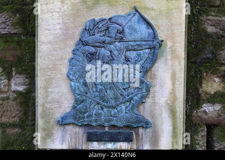 Plaque dedicated to Robin Hood outside Nottingham Castle, Nottingham ...