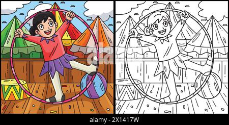 Circus Female Acrobat Coloring Page for Kids Stock Vector Image & Art ...