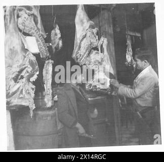 LIFE BEGINS AGAIN IN ATHENS - A butcher's shop, with a good supply of ...