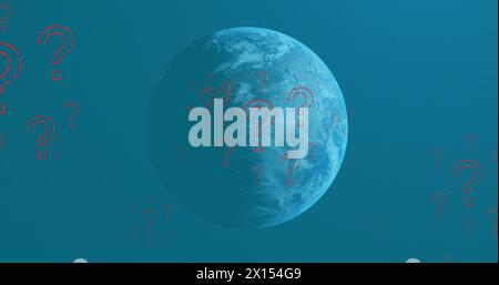 Flying question marks over red and blue background Stock Photo - Alamy