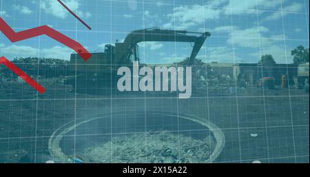 Image of graphs and financial data over hand of caucasian man holding ...