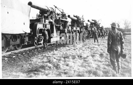 TWELVE INCH RAILWAY GUNS - The three Howitzers ready for travelling on ...