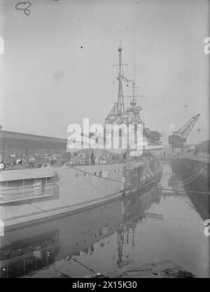 In 1940 at Rosyth, HMS Queen Elizabeth is in dry dock for final ...