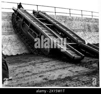 British Army Churchill tanks of the 79th Squadron, 3rd Division, are ...