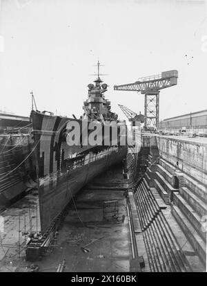 HMS King George V undergoes refit at Rosyth dry dock in 1940, with the ...