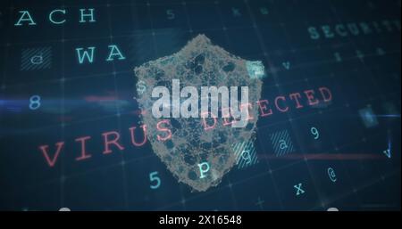 Image of shield over data processing Stock Photo - Alamy