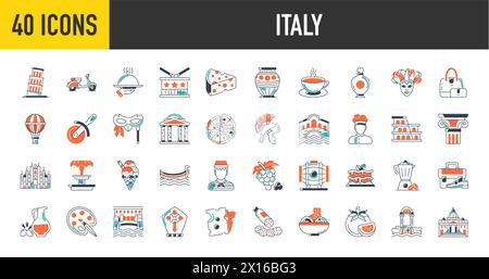 Italian famous symbols icons set. vector illustration Stock Vector ...