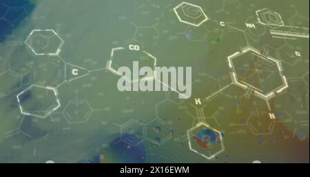 Image of chemical formula over bubbles on green background Stock Photo ...