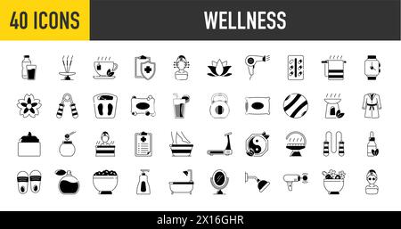 Wellness icon set. Containing massage, yoga, spa, relaxation, health ...
