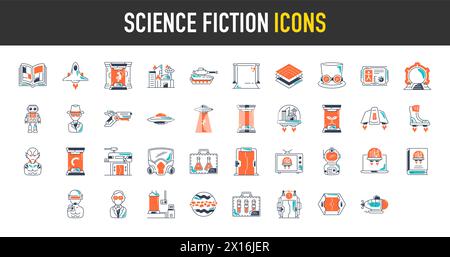 Set of thin science fiction Icons. Vector icon illustration Stock ...
