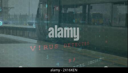 Image of data processing over train station Stock Photo - Alamy