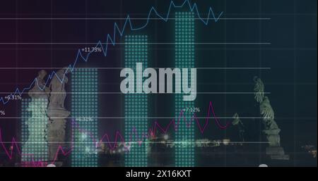 Image of financial graphs and data over cityscape Stock Photo - Alamy