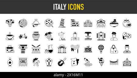 Italian famous symbols icons set. vector illustration Stock Vector ...