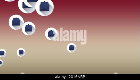 Image of multiple message icons floating against caucasian woman ...