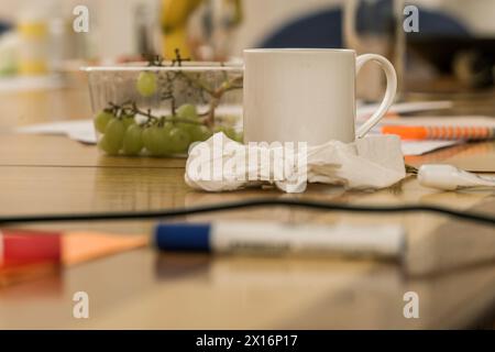 mess on office table after meeting Stock Photo - Alamy
