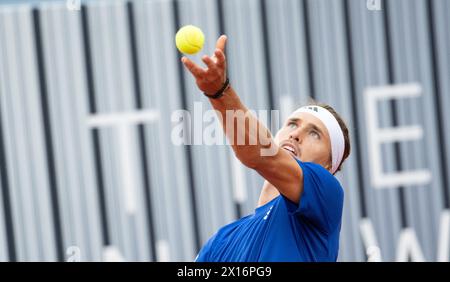 Munich, Germany. 15th Apr, 2024. Tennis: ATP Tour - Munich, Singles, Men, 1st round. Moro Canas ...