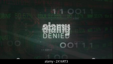 Access denied text over binary code and circuit board image Stock Photo ...