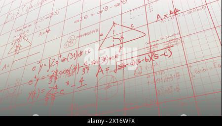 Image of mathematical equation and diagrams over abstract background ...