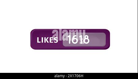 Image of likes text and changing numbers with thumbs up icons over ...