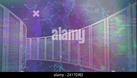 Image of plexus networks and data processing against computer server room Stock Photo - Alamy