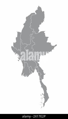 Myanmar map. National map of the world. Gray colored countries map ...