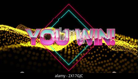 Image of you win text in metallic pink letters with diamonds Stock ...
