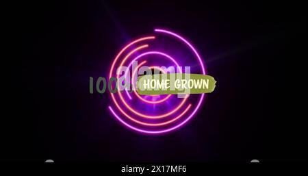 Image of 100 percent home grown text over fruit falling in water ...