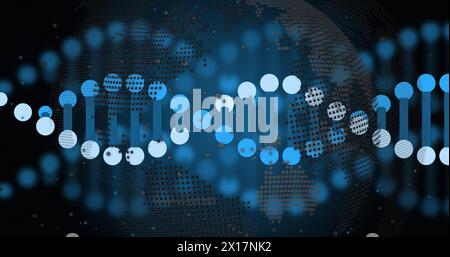 Image of globe and dna strands over data processing Stock Photo - Alamy
