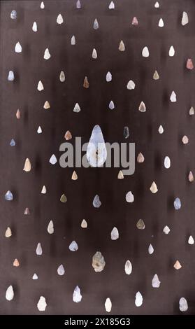 Paleolithic flint tool. Acheulean chopper handaxe on white background ...