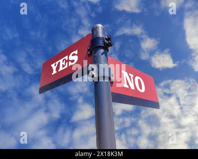 two road signs - yes or no choice Stock Photo - Alamy