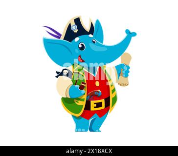 Cartoon funny elephant pirate animal character with cannon ball and gun ...