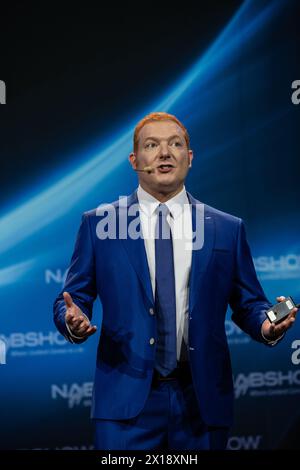 LAS VEGAS, Nevada - Daniel Anstandig speaking at NAB 2024 at Lass Vegas ...