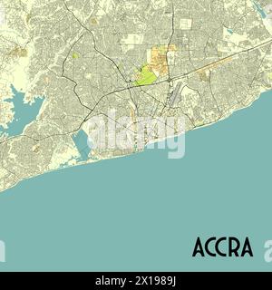 Background Accra map, Ghana, white and light grey city poster. Vector ...