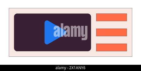 Screen with play button 2D linear cartoon object Stock Vector Image ...