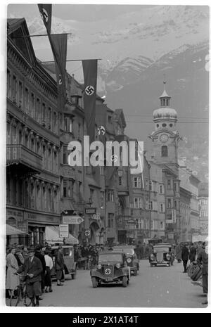 The Anschluss (Austrian Annexation) 1938, swastika flag on the St ...