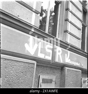 Air Defense Shelter sign in public spaces directing civilians to ...