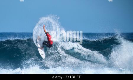 Hawaiian professional surfer John John Laurence competing at the 2024 ...