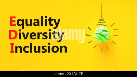 EDI equality diversity inclusion symbol. Concept words EDI equality diversity inclusion on white ...