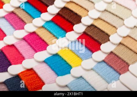 Wool yarn physical sample color card Stock Photo - Alamy