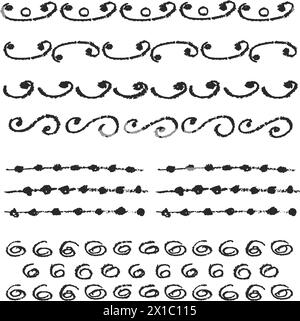 Hand drawn squiggles. Set of curly swirls. Black sketch isolated on ...