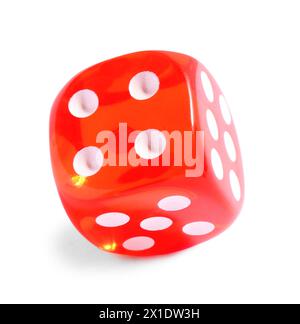 One red game dice isolated on white Stock Photo - Alamy