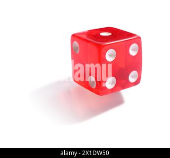 One red game dice isolated on white Stock Photo - Alamy