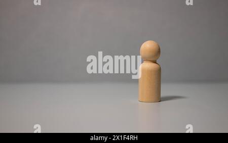 Wooden human figure sad and disappointment on wooden table against ...