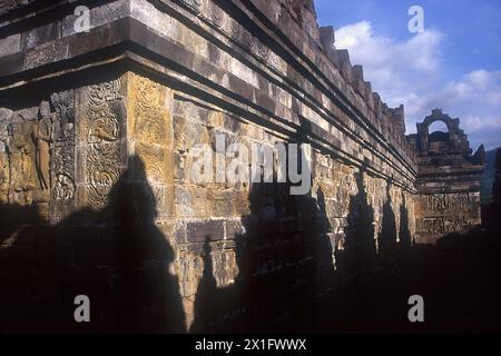 Kamadhatu relief with shadow of bell-shaped stupas, Borobudur Temple ...