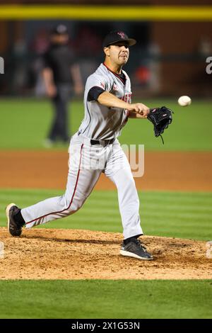 April 16, 2024: Isaiah Rhodes #18 Red Raiders pitcher releases the ball ...