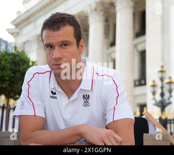 Austrian swimmer markus Rogan during the fitting of the athlete clothes ...