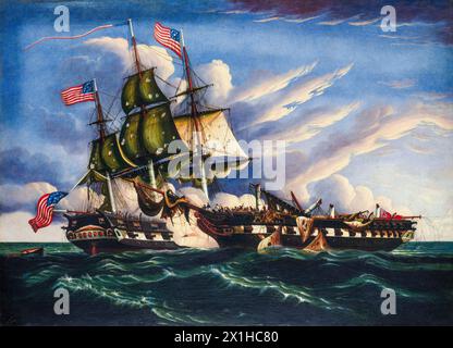 Thomas Chambers' painting 'The Constitution and the Guerriere' depicts ...