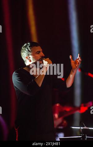 The Basque music group Ken Zazpi in a concert with their singer Eñaut ...